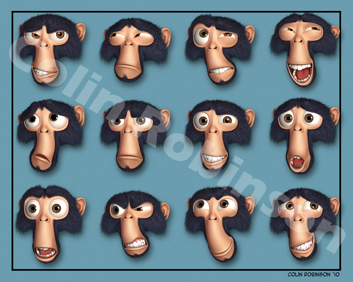 Colins Artwork: 3D Character: Monkey Faces