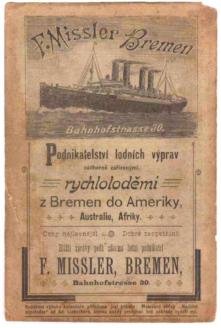 Return to John Zvolanek: F. Missler Bremen Advertisement and Linen Wallet