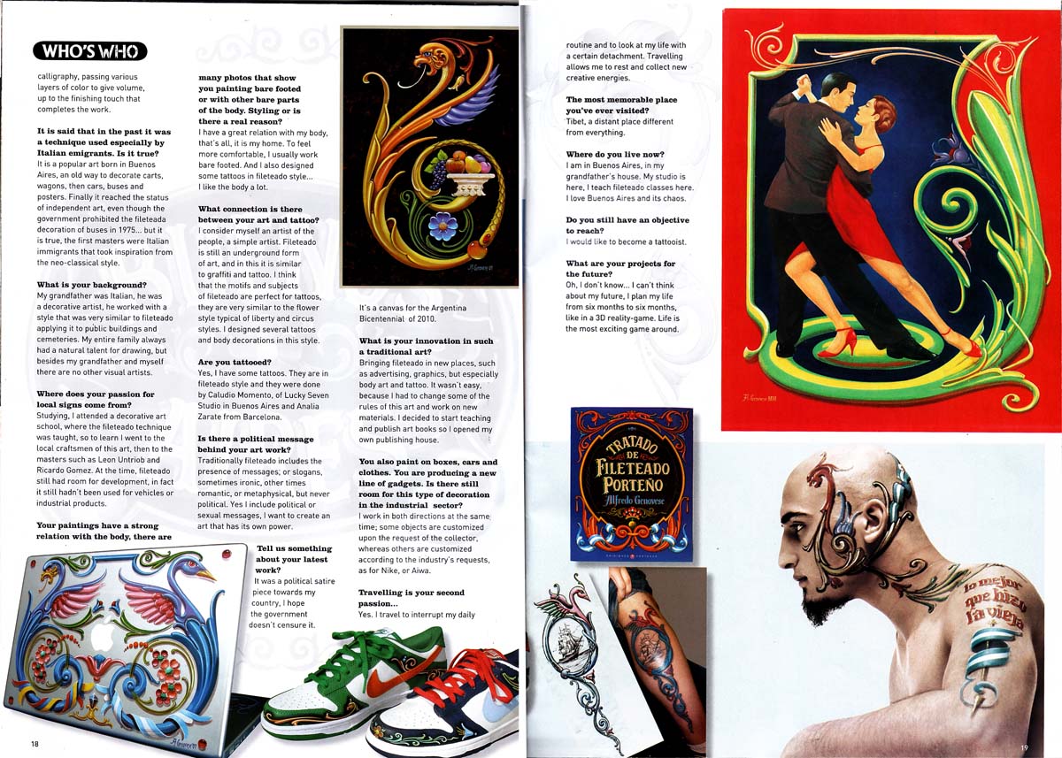 taller de fileteado porteño: Nota en Tattoo life