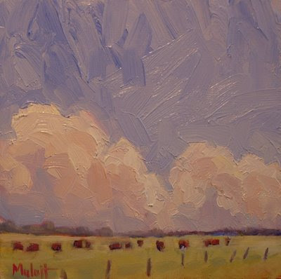 Contemporary Paintings Heidi Malott: Cattle Ranch Clouds Cows daily oil ...