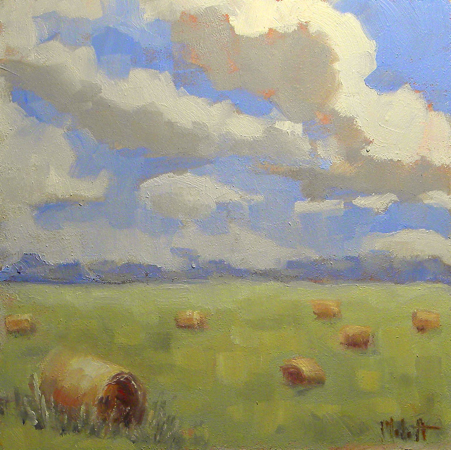 Contemporary Paintings Heidi Malott: Hay Bales Clouds Rural ...