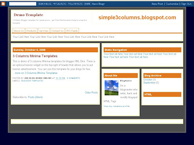 Simple 3 Columns Templates For Blogger XML Skin