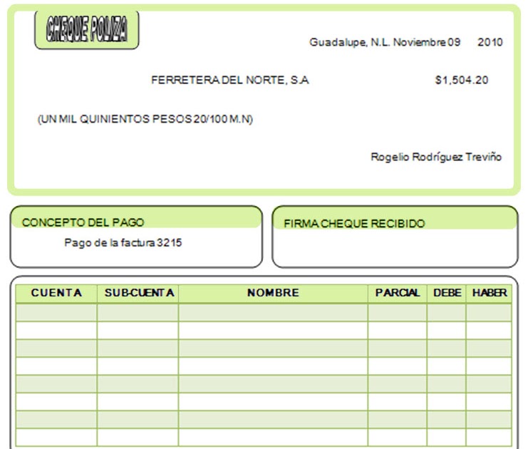 Manual Secretarial: Póliza de Cheque