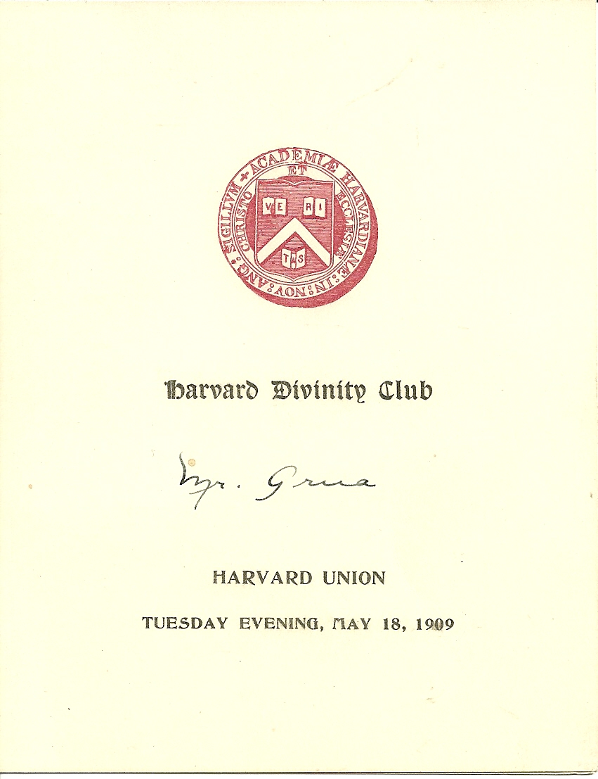 Heirlooms Reunited: 1909 Program for Harvard Divinity Club, Harvard ...