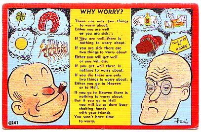 NOTE DE L'HOTEL: Vintage Postcard Week: Why Worry? 1949