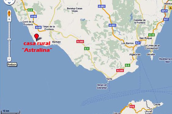 Alquiler casa rural en playa Zahora - Caños de Meca, Cadiz: LOCALIZACIÓN