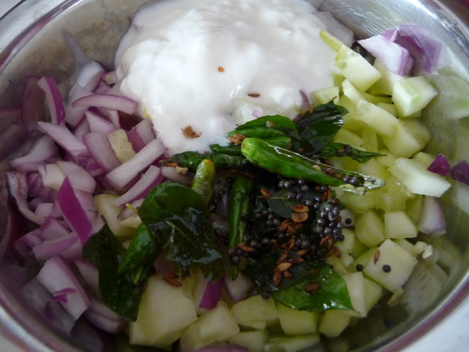 Mane Adige: Onion, Cucumber Raitha (Erulli ,Southekayee mosaru bajji)