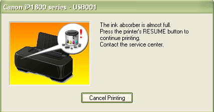 Waste Ink Absorber Full - Canon IP 1000, 1500 Printer