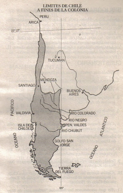 Mapa de Chile a fines de la Colonia