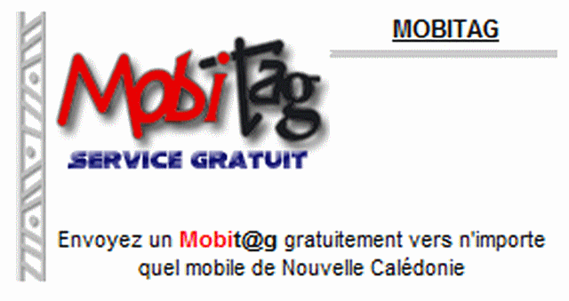 Mobitag (SMS) gratuit en Nouvelle Calédonie