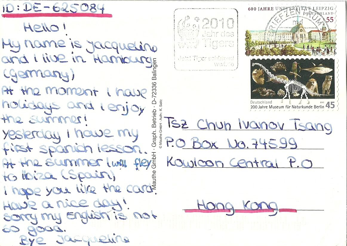 Ivanov T.C. Tsang's post office: Germany - Postcrossing Postcard