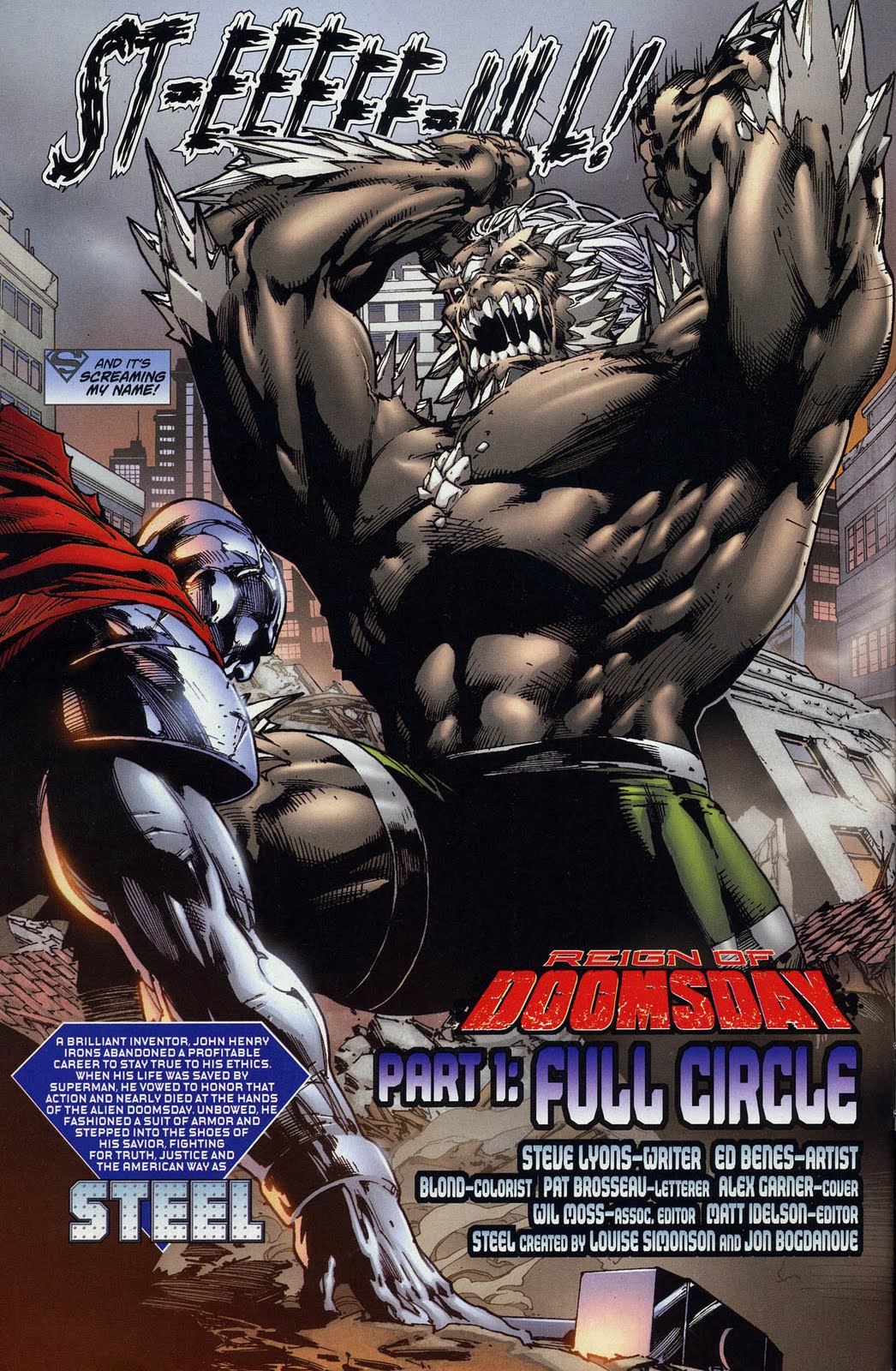 COMIC BOOK ARMY: COMIC BOOK REVIEW : REIGN OF DOOMSDAY : STEEL # 1