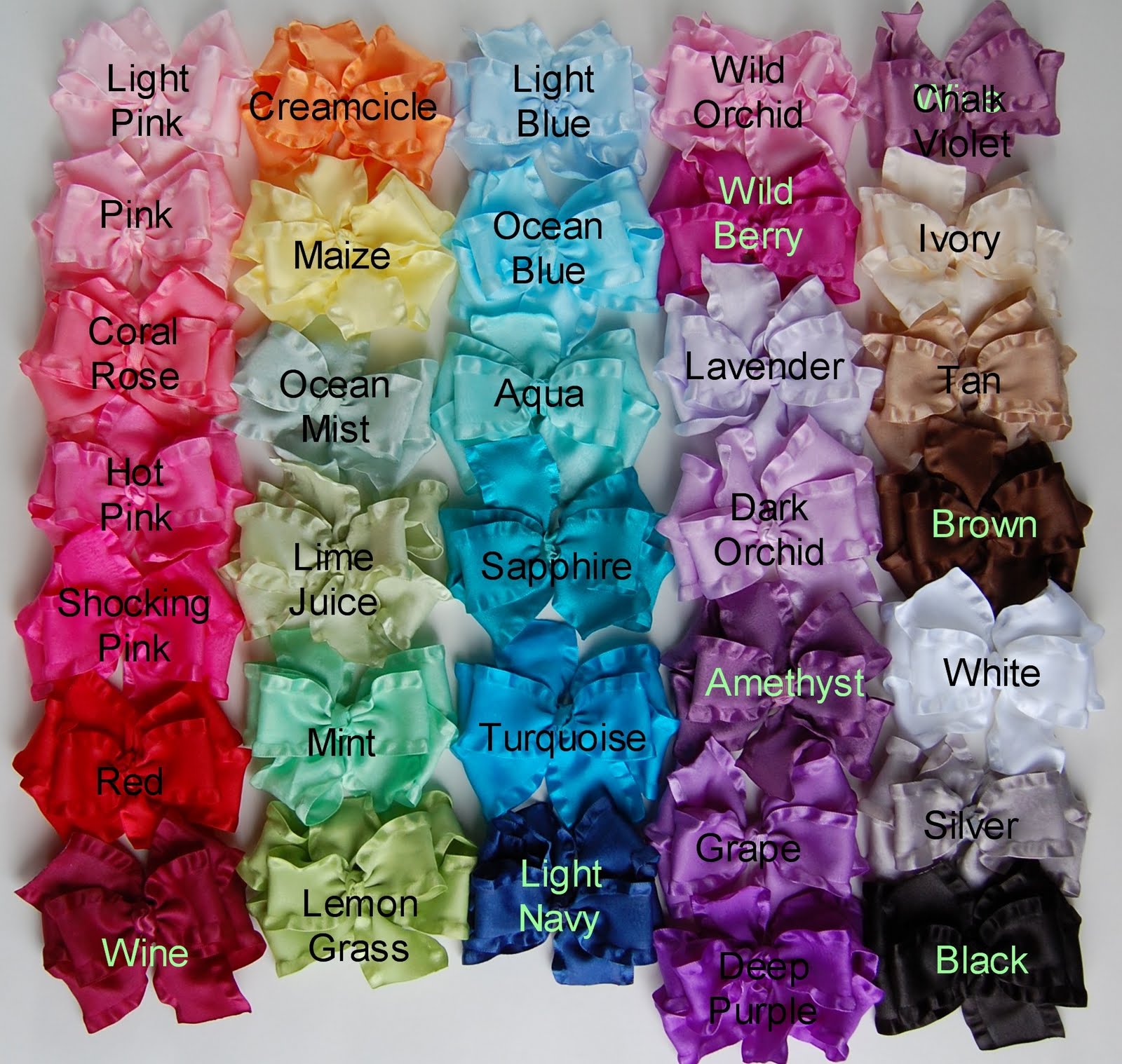 Marie D's Bows: Color Charts