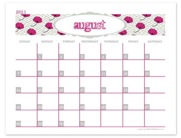 Pretty Printable Calender