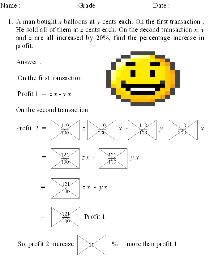"PERCENTAGE WORKSHEET" WITH COPY AND PASTE BOXES - MathsAnimation