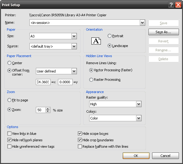 Techno Treacle: Revit printing to A3 Black and White printer Canon 5055N