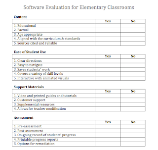 Learning is a Journey: Software Evaluation Form