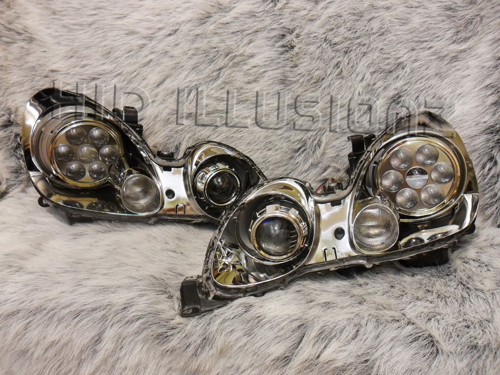 HID ILLUSIONZ: Lexus GS430 Q45 Mini H1 Bi-Xenon Minigun Quad Setup HID Retrofit Headlights