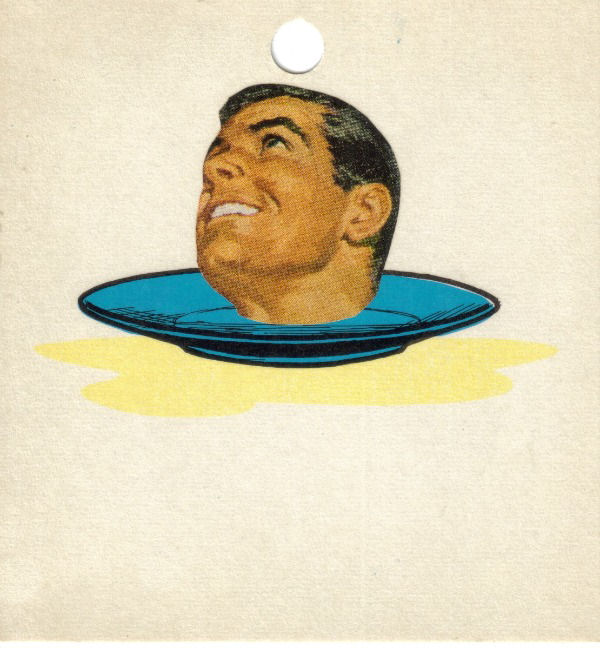 Dadadreams' Original Collage Art: Original Collage Head on a Plate