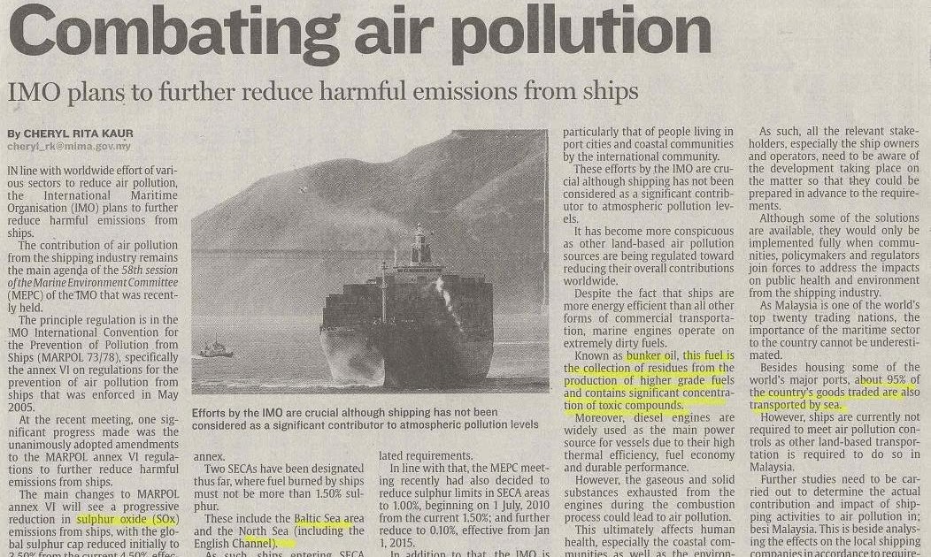 ALL ABOUT LOGISTICS: (Newspaper) IMO Combating Air Pollution