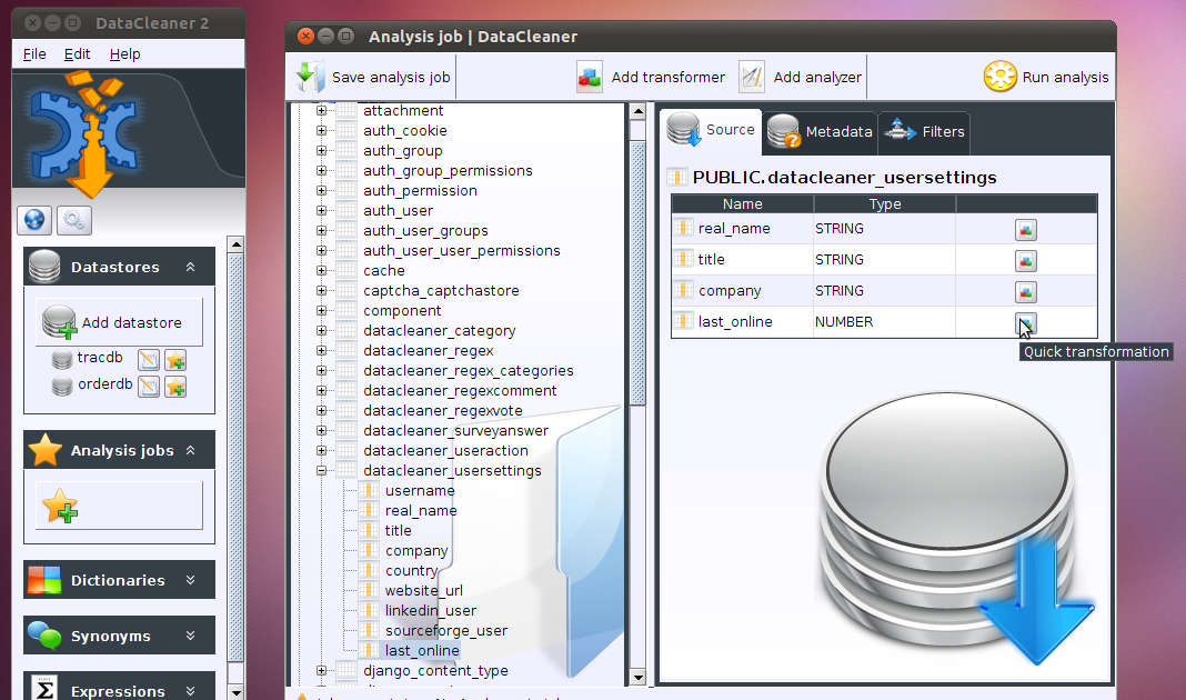 Preview of the UI in DataCleaner 2