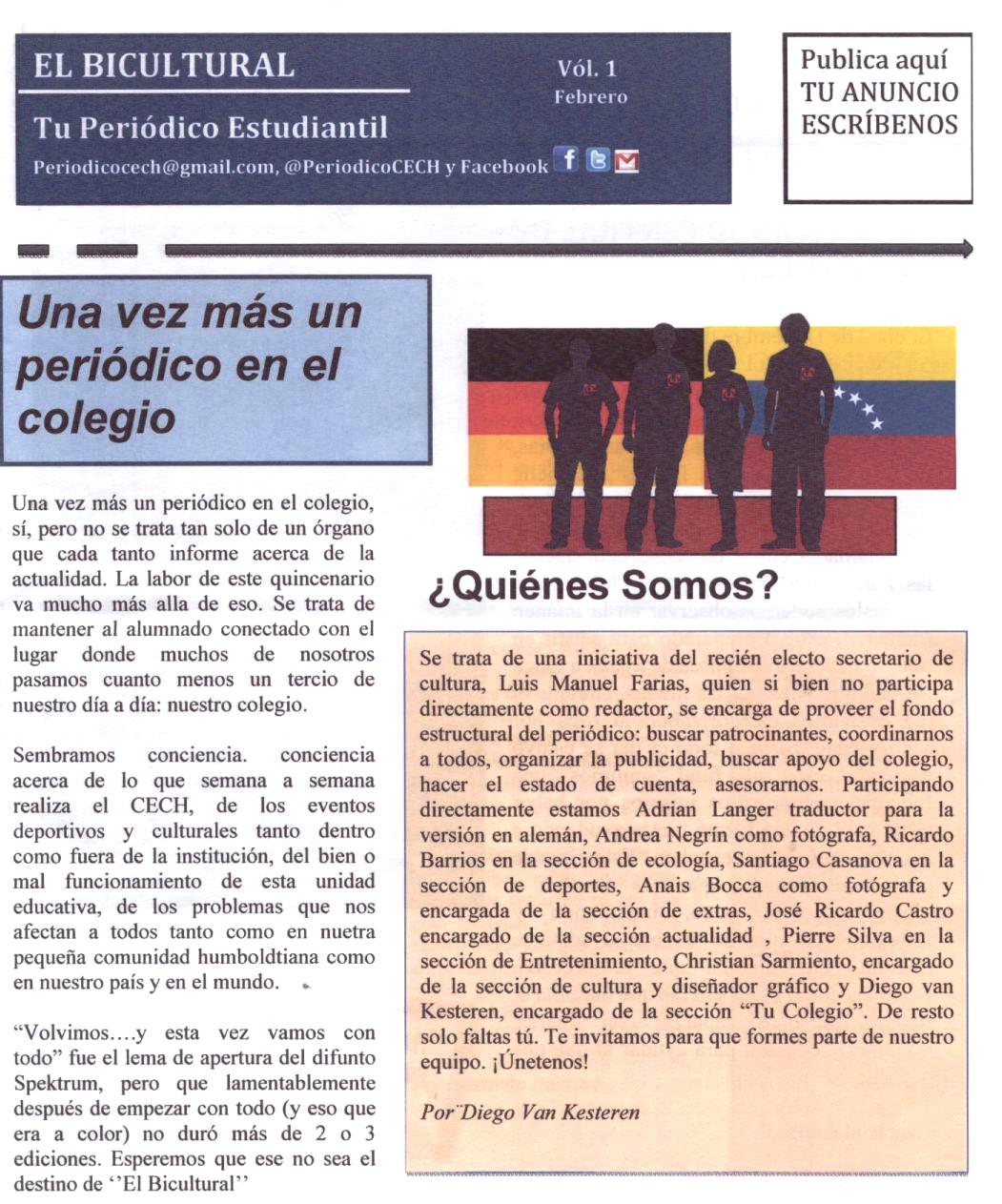 Noticias Breves Colegio Humboldt Caracas: Periódico estudiantil