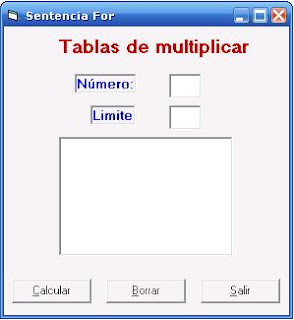 visual basic: Codigo para realizar una tabla de multiplicar