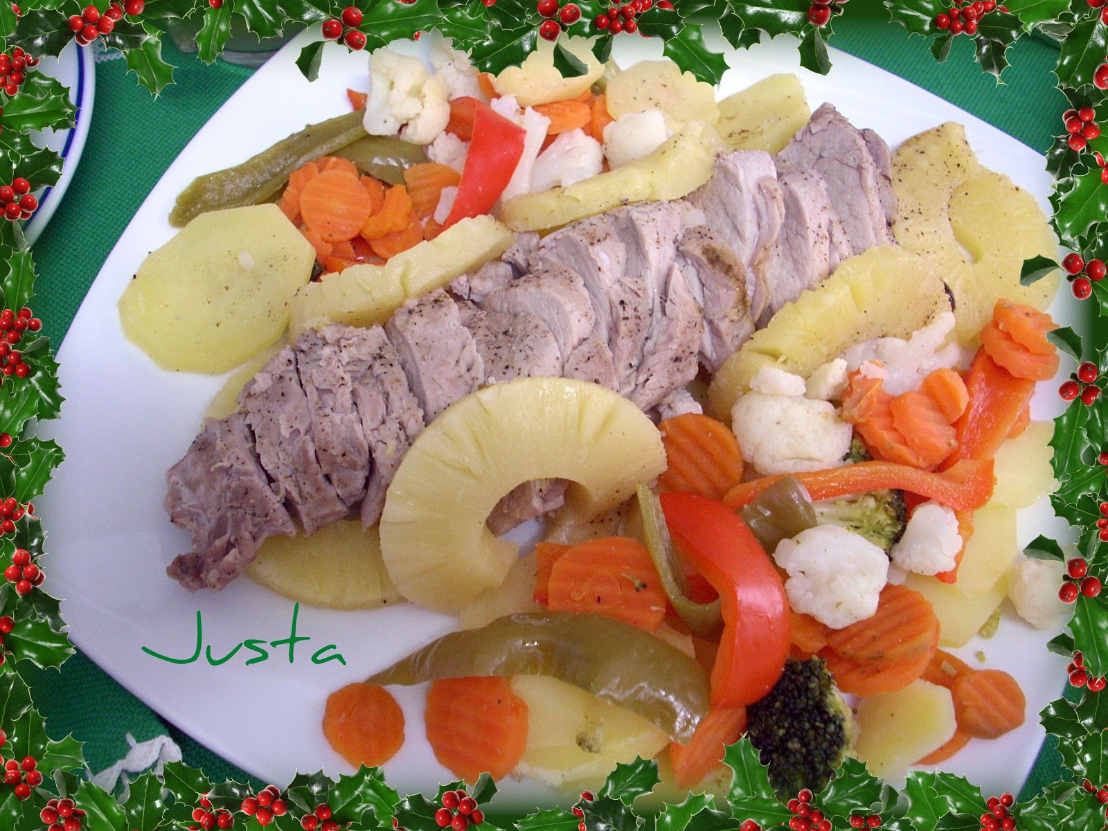 Recetario de Justa: SOLOMILLO DE CERDO CON PIÑA Y VERDURAS