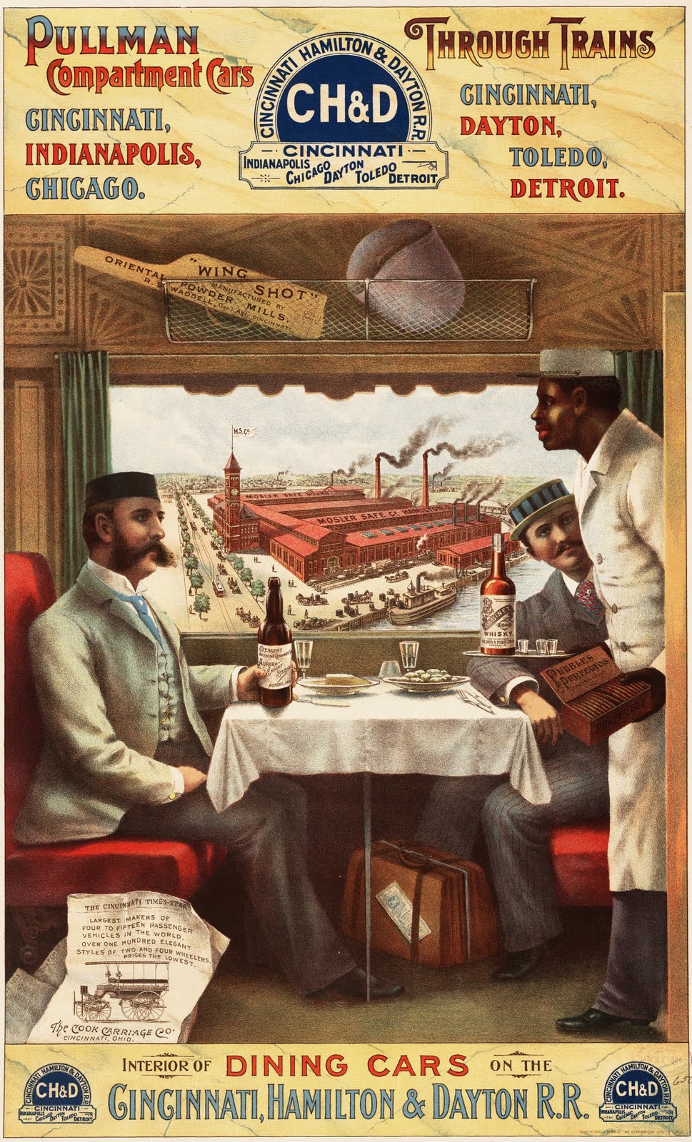 Vintage Ephemera: Color lithograph advertisement for Pullman dining car ...