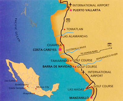Vacaciones en Mexico: Mapa de Costa Alegre, México