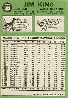 1967 Topps Baseball: Final Card: Jim King