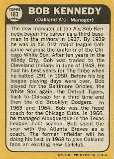 1968 Topps Baseball: Bob Kennedy (#183)