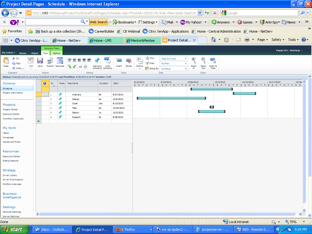 NKV Prasad Panthangi: EPM --> MS Project --> MS Project Server