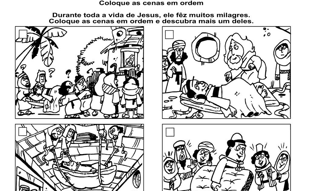 Tia Paula: Atividades e desenhos - Cura do Paralítico