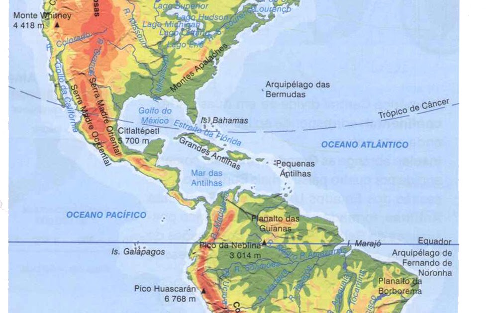 Relevo: Relevo da América.