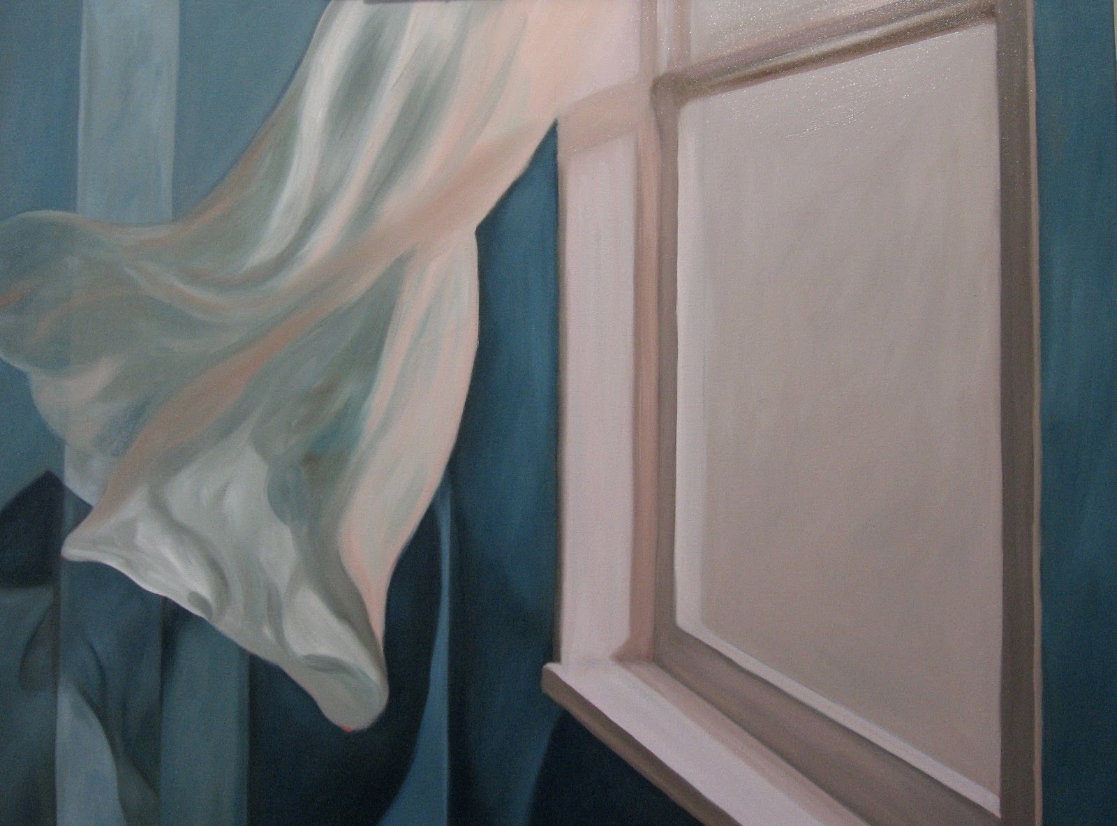 Cobble Hill Studio: 24 x 30 inch oil "Breeze through a window"