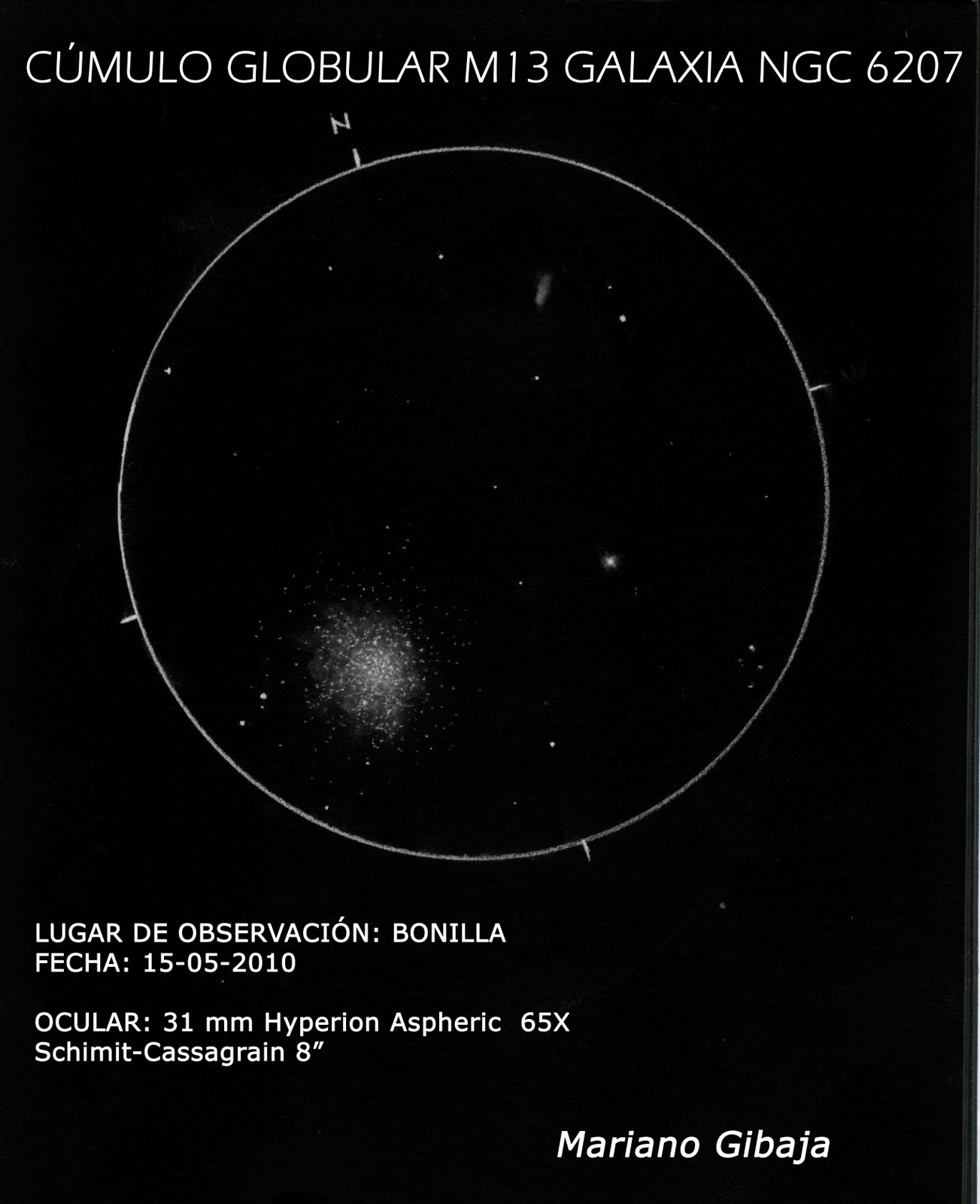 DIBUJO ASTRONÓMICO: M 13 Cúmulo Globular.