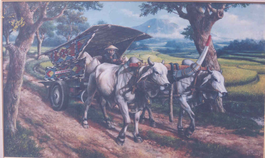 Karya lukisan Sugito Slamet ( GITO ): Lukisan Gerobak Sapi (Cattle wagon)