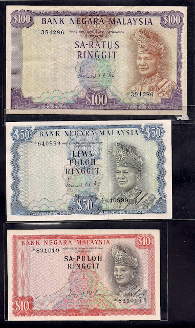 Malaysia Banknote & Coin: Malaysia 1st Series RM10,RM50 and RM100 with ...
