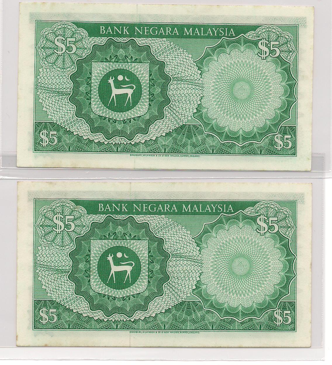 Malaysia Banknote & Coin: Malaysia 1st Series RM1 & RM5 with 1st Prefix A/1