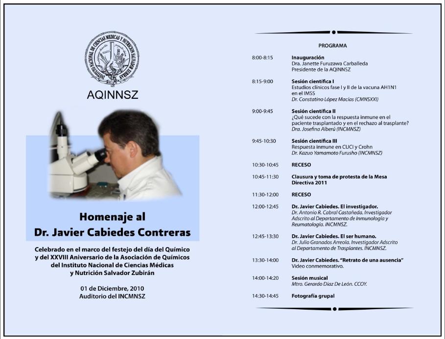 Laboratorio de Inmunología INNSZ: Homenaje al Dr. Javier Cabiedes Contreras