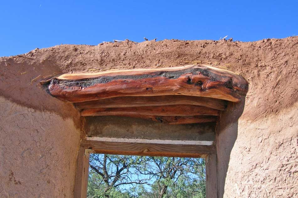 Cob Art Studio - Arivaca, Arizona: Mesquite Wood Lintels