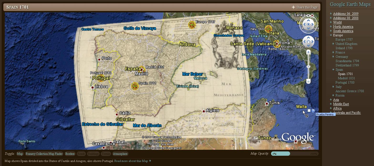 Geotics: Colección de mapas históricos con API de Google Earth