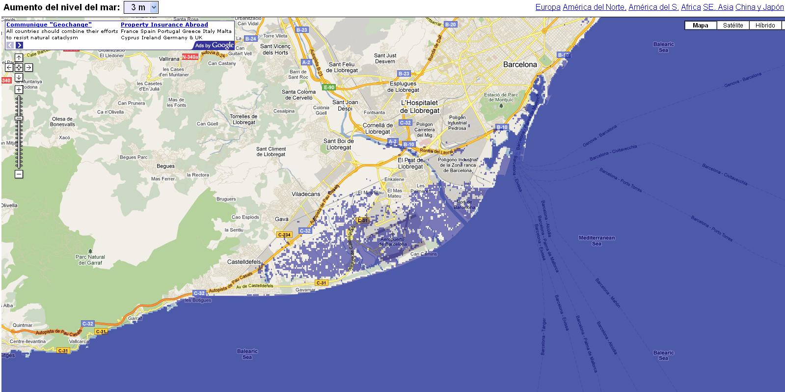 Geoinformación: Mapa de Inundaciones causadas por el Calentamiento Global