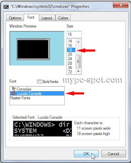Merubah Font Command Prompt - Muda Karya Karangjambe