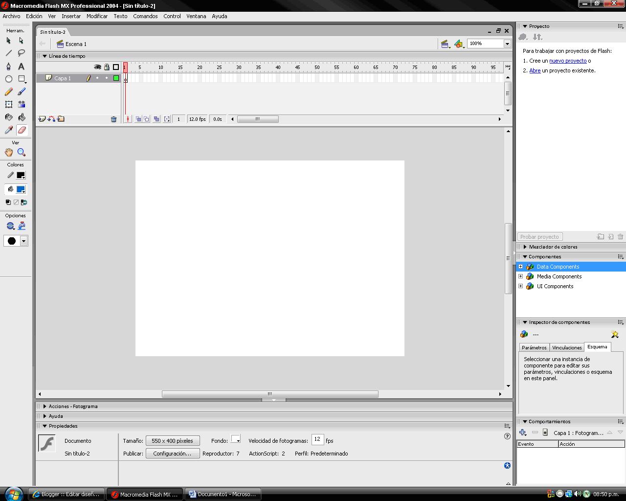 Flash MX y Animación Multimedia: Entorno de Flash MX