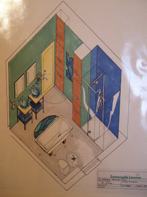 Portfolio: Axonometric drawing f a bathroom