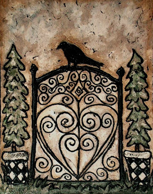 Artistic Environments: Wrought Iron Crow ~ Textured painting