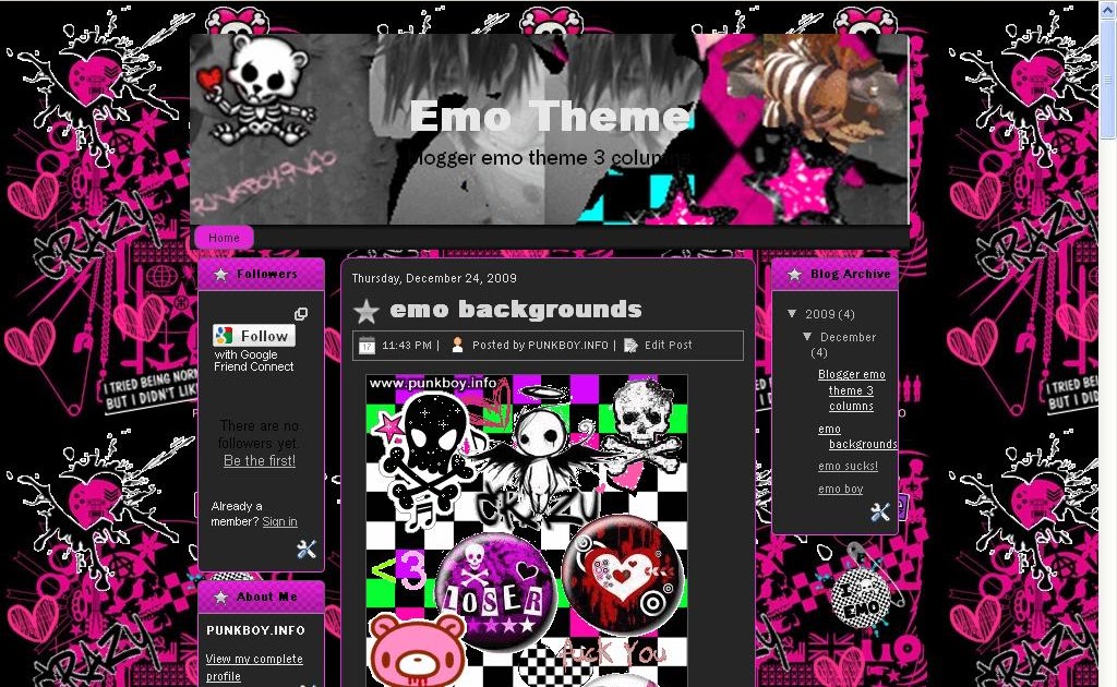 Emo Theme: Blogger emo theme 3 columns