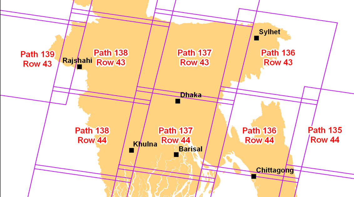 Maps of Bangladesh: Landsat Path and Row Map of Bangladesh